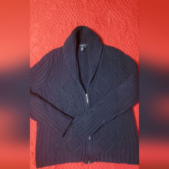 Chaps | Sweaters | Chaps Navy Blue Cable Knit Cardigan | Poshmark